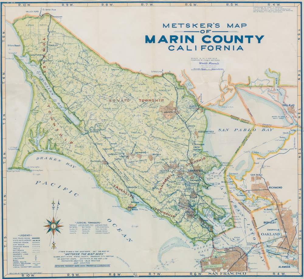 Metsker's map of Marin County California - Neatline