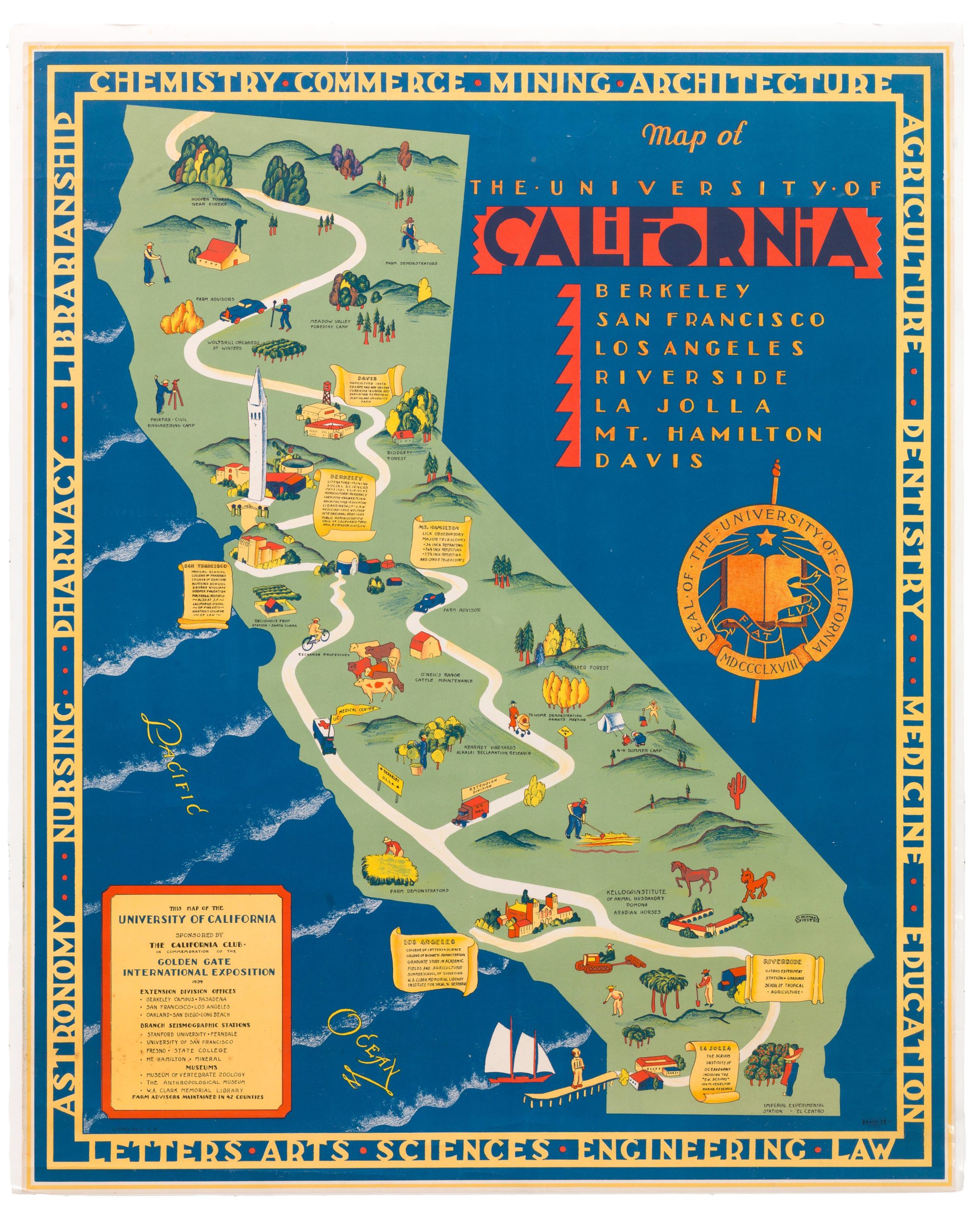 Map of the University of California Sponsored by the California Club in ...