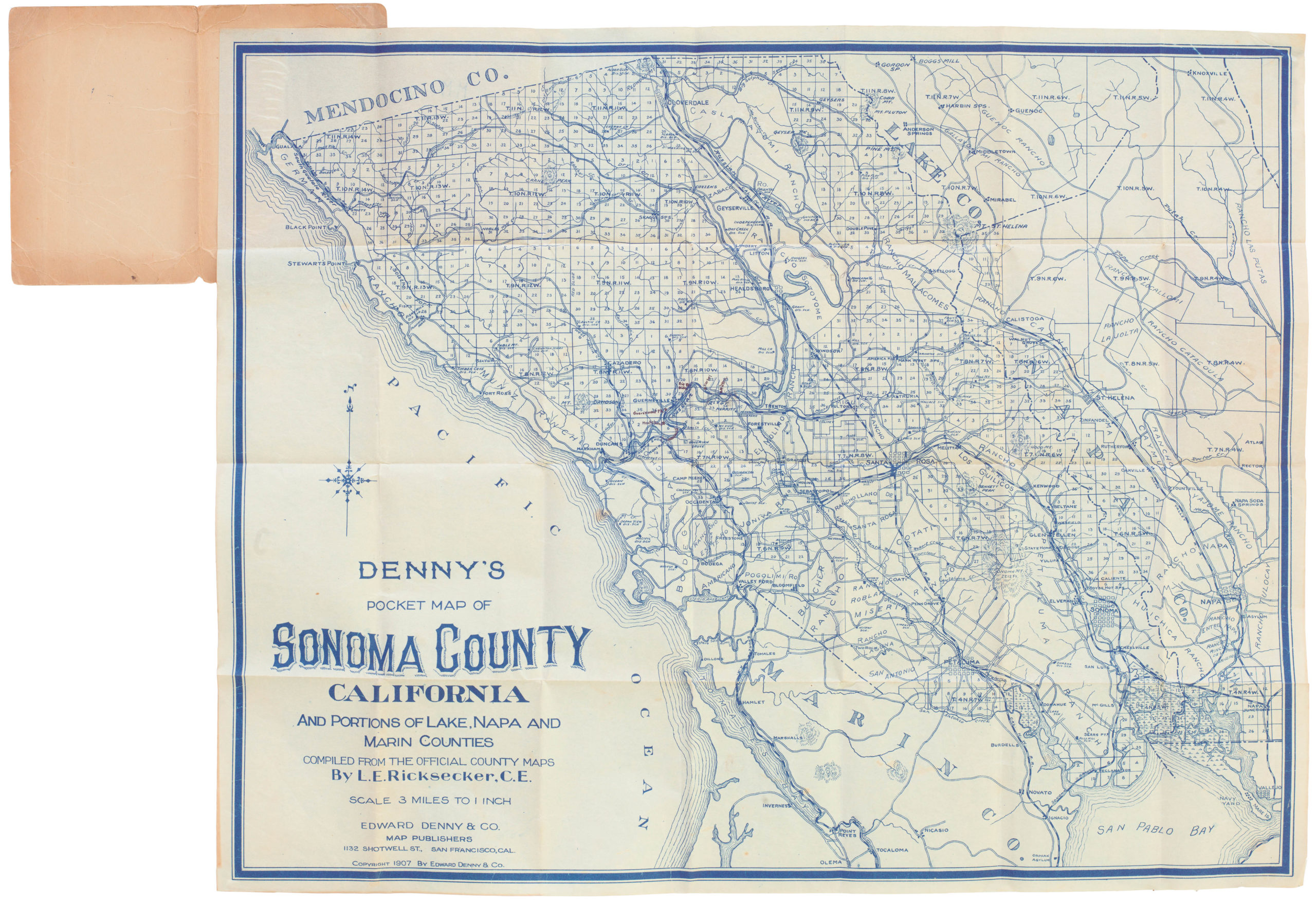 Denny's pocket map of Sonoma County, California and portions of Lake ...