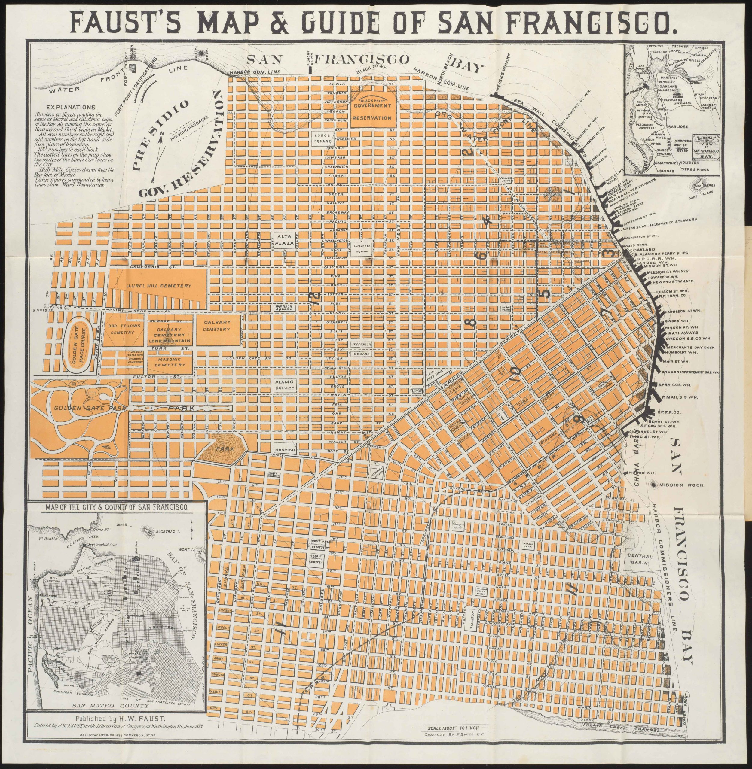 Faust's Map & Guide of San Francisco - Neatline