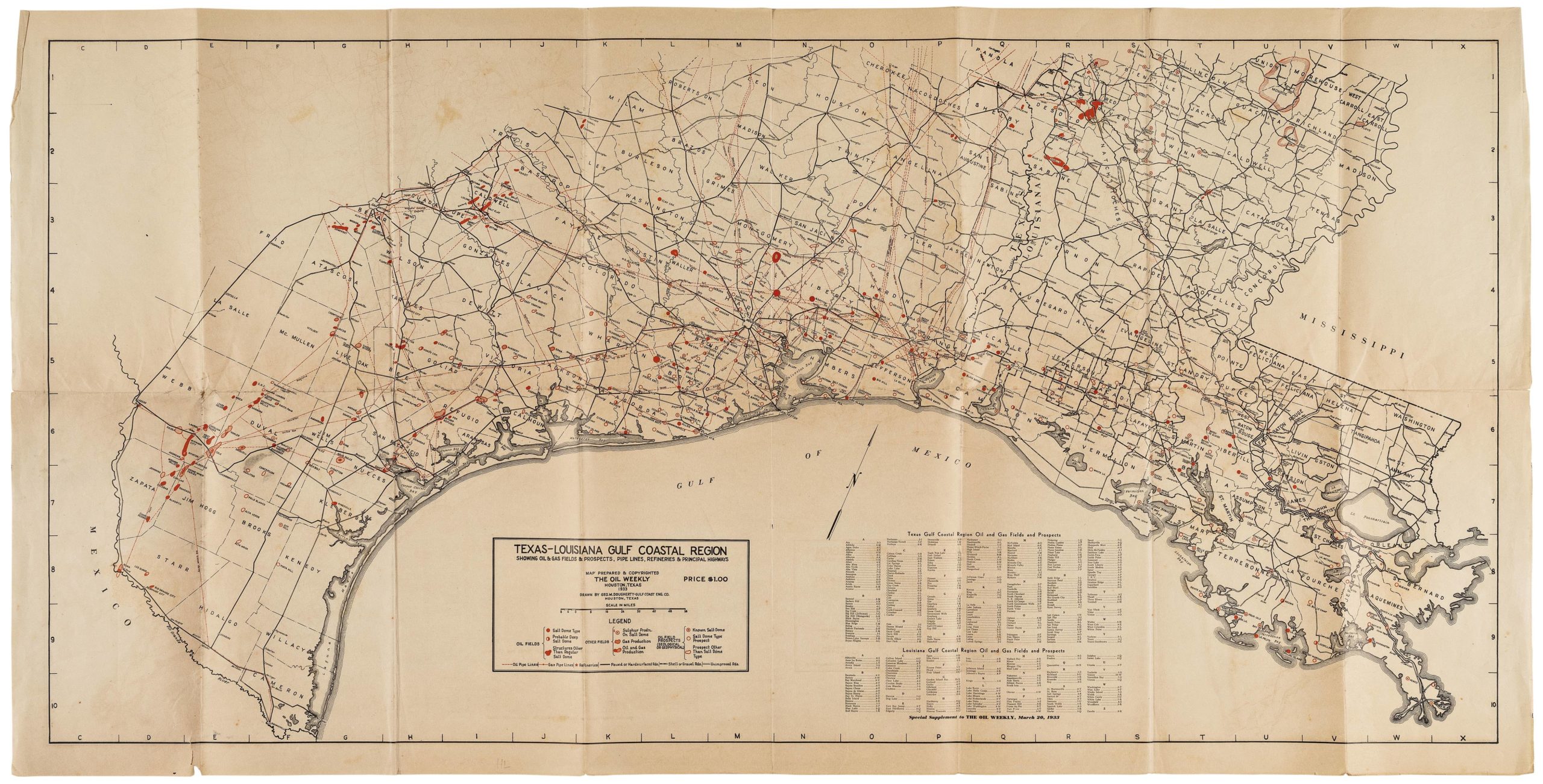 Texas-Louisiana Gulf Coast Region. Showing Oil & Gas Fields & Prospects ...