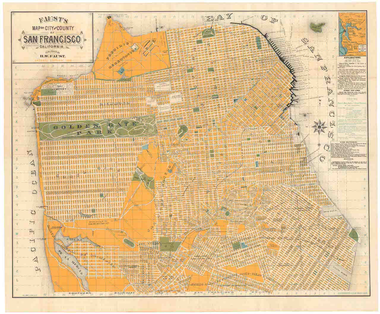 Faust's map of city and county of San Francisco, California. - Neatline