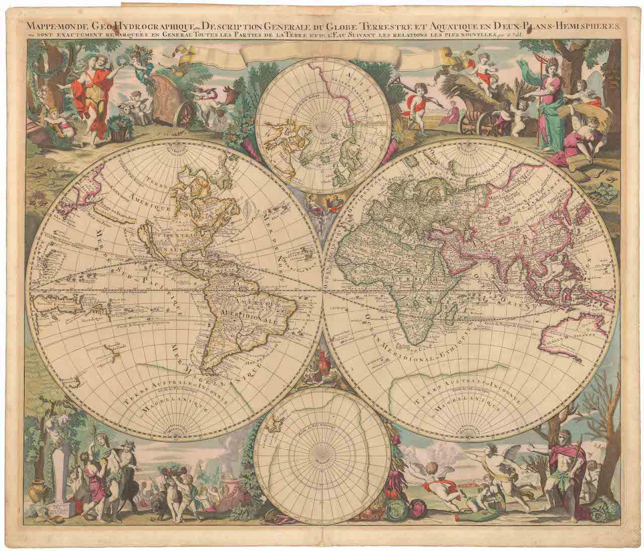 Mappe-monde géo-hydrographique, ou description générale du globe terrestre et aquatique en deux ...
