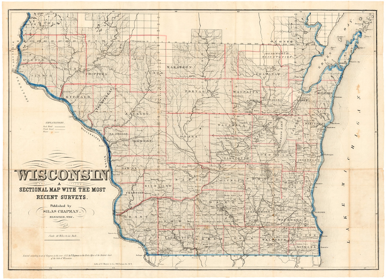 Sectional Map of Wisconsin. - Neatline