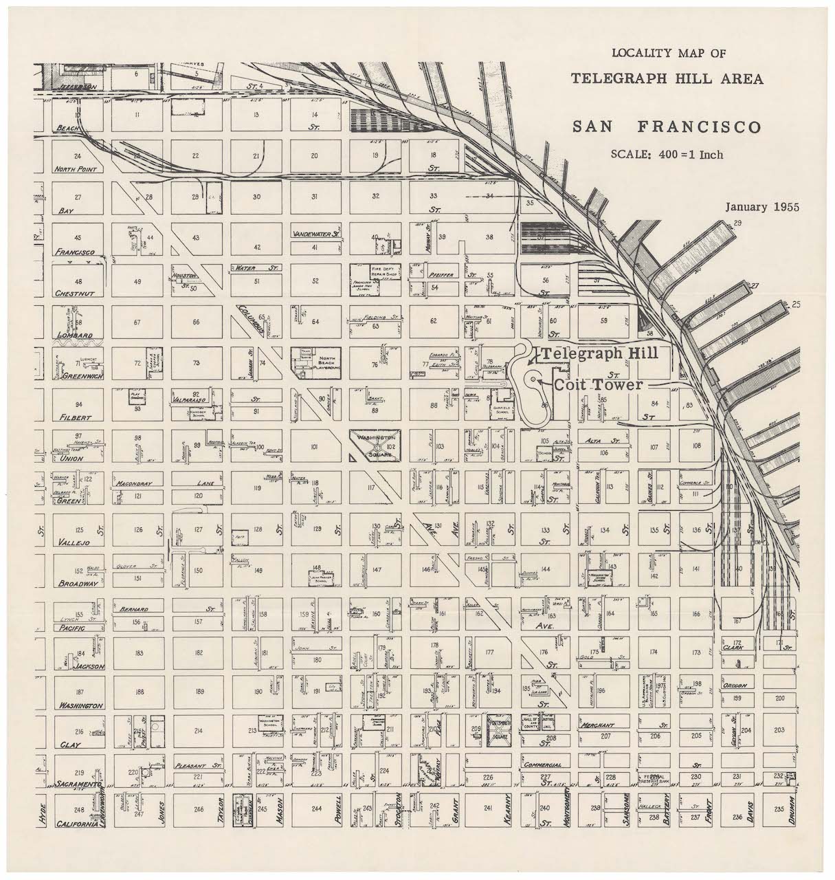 Locality Map of Telegraph Hill Area. San Francisco. - Neatline