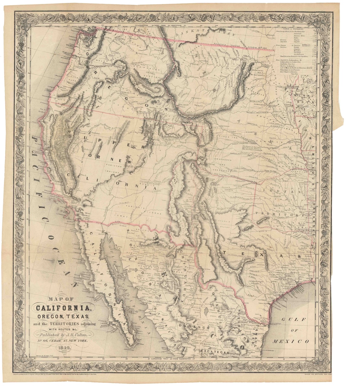 Map of California, Oregon, Texas, and the territories adjoining, with ...