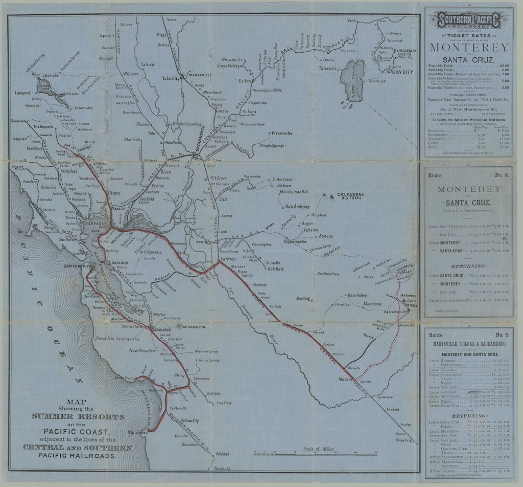 Map Showing the Summer Resorts on the Pacific Coast, adjacent to the ...
