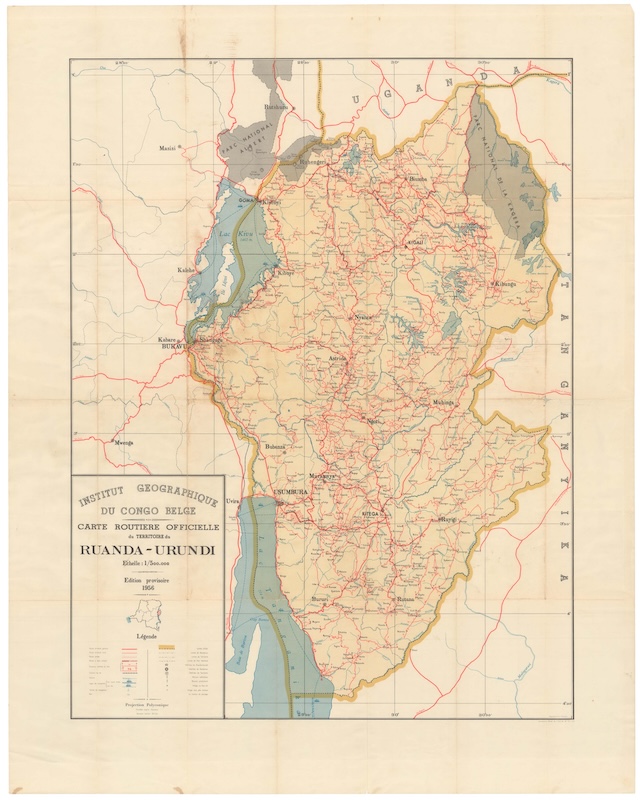 Carte Routiere Officielle du territoire du Ruanda-Urundi. - Neatline