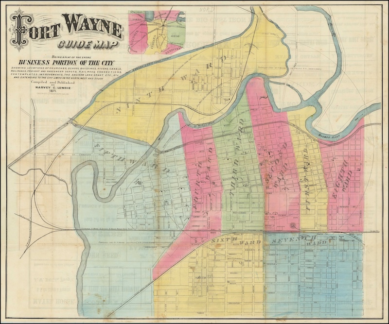 Fort Wayne Guide Map (location of First Professional Baseball Game ...